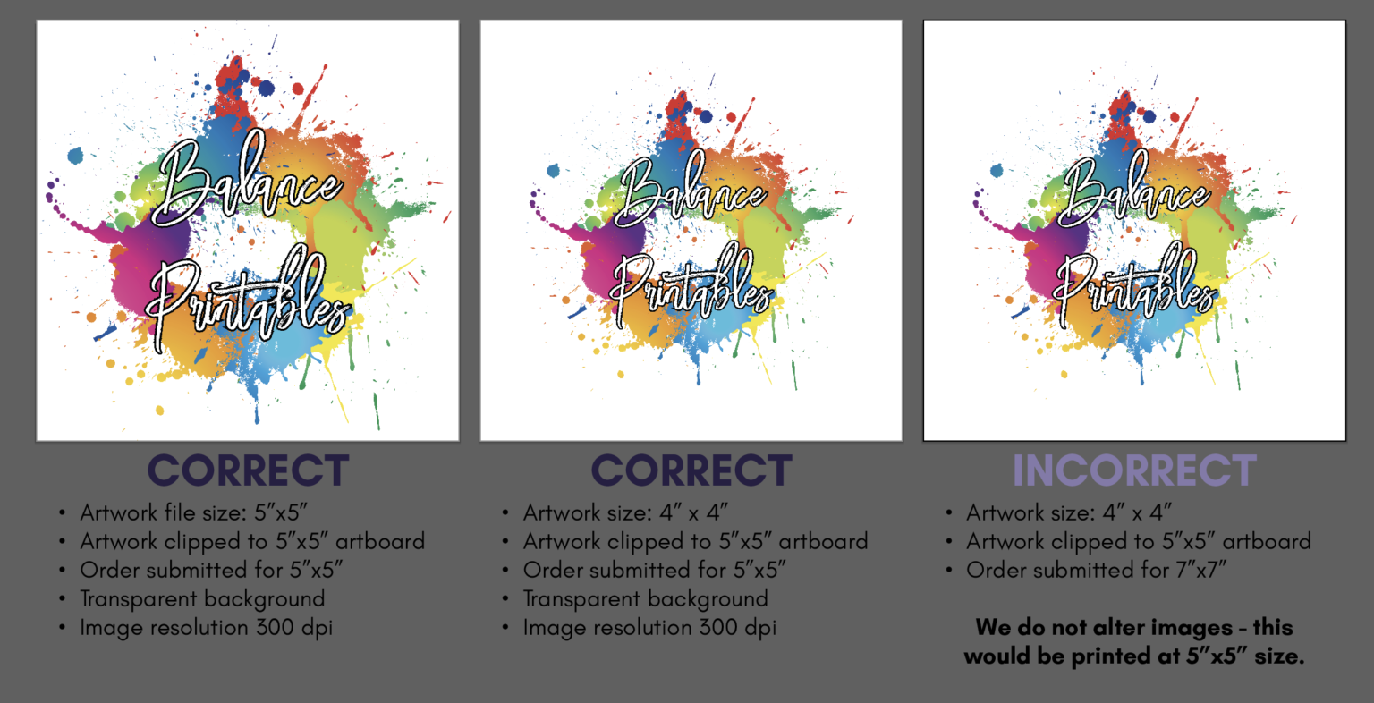 Custom Artwork Specifications - Balance Printables